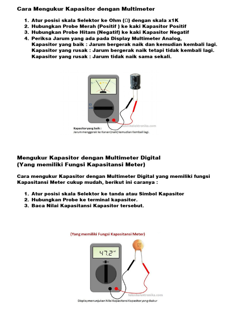 Cara Mengukur Kapasitor Dengan Multimeter | PDF