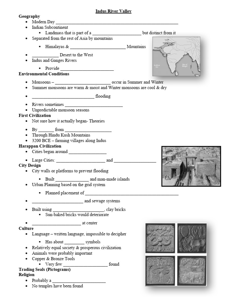 Indus River Valley Notes-Student Version | PDF | Social Science | Travel