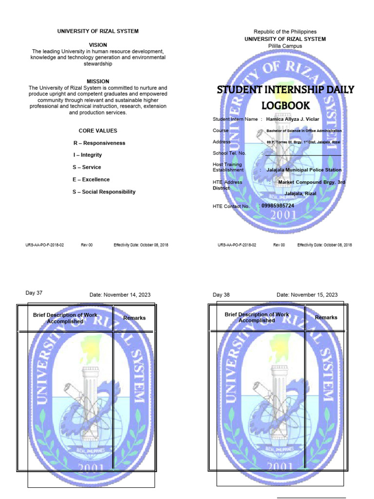 7 Student Internship Daily Logbook Orig | PDF