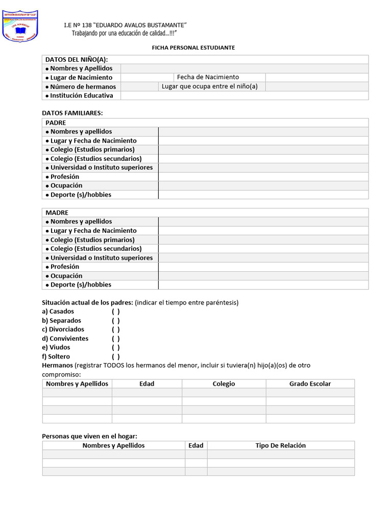 Ficha Personal- 2024 | PDF