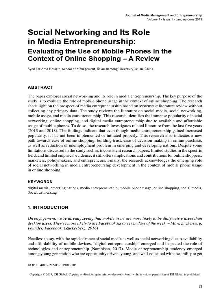 1.social Networking and Its Role in Media Entrepreneurship - Evaluating ...