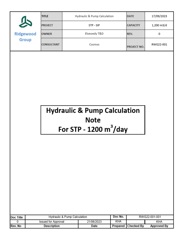 Hydraulic & Pumps Calculation-Rev00 | PDF
