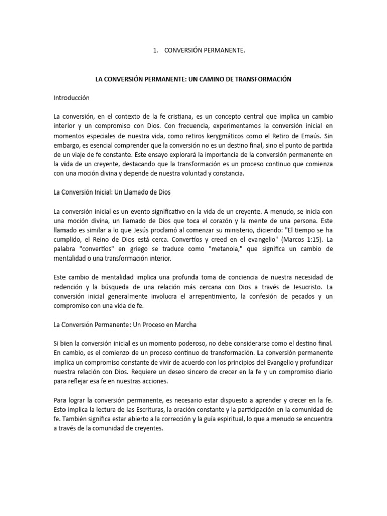 1. CONVERSIÓN PERMANENTE | PDF | Fe | Conversión religiosa
