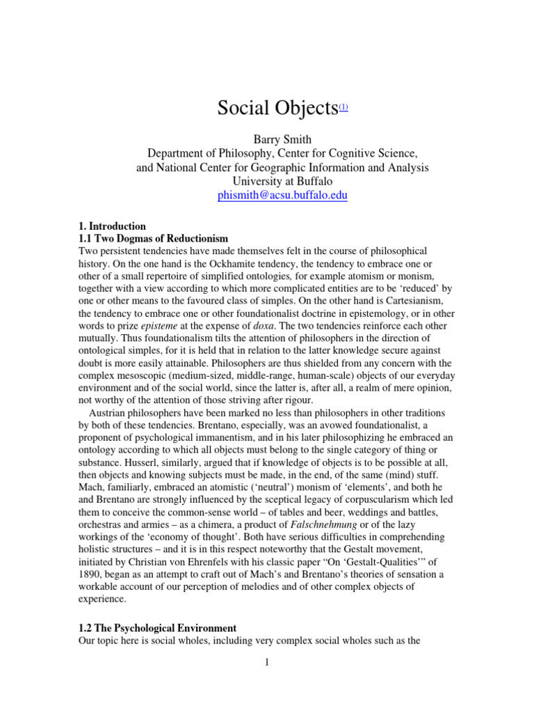 Social Objects | PDF | Social Science