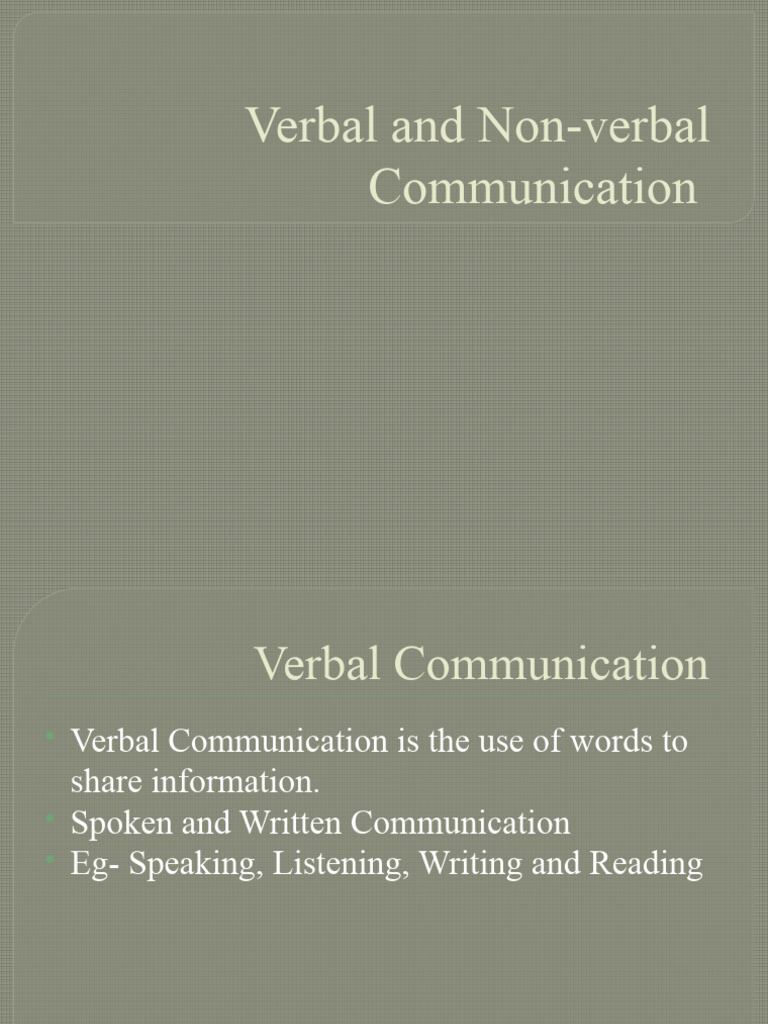 Verbal and Non-Verbal Communication | PDF | Language Arts & Discipline