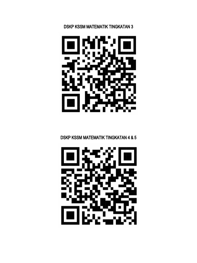 QR Code DSKP KSSM Matematik Ting 3 4 5 | PDF