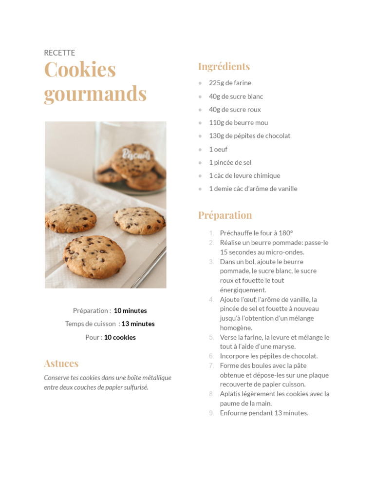 Recette de cookies gourmands faciles | PDF | Chocolat | Nourritures