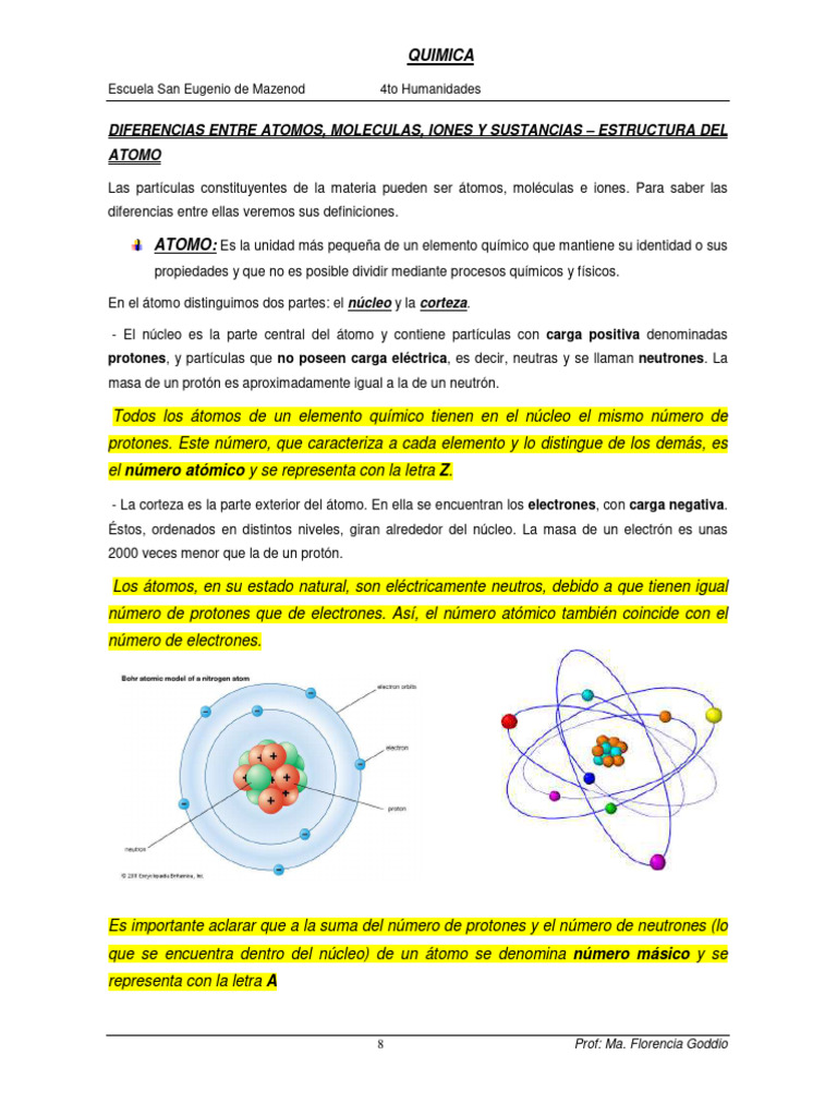 Diferencias Átomos, Moléculas e Iones | PDF | Átomos | Química