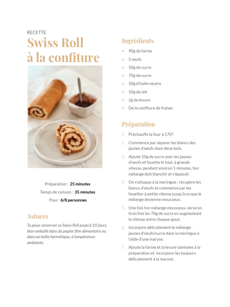 Recette Swiss Roll Fraises | PDF