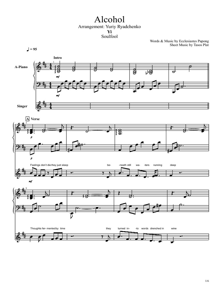 Alcohol - Yi (sheet music) | PDF | Song Structure | Musical Forms