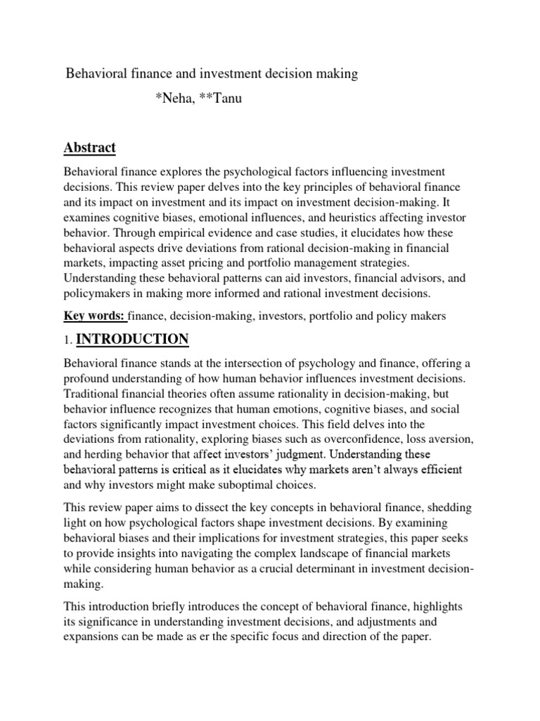 Review Paper | PDF | Behavioral Economics | Risk