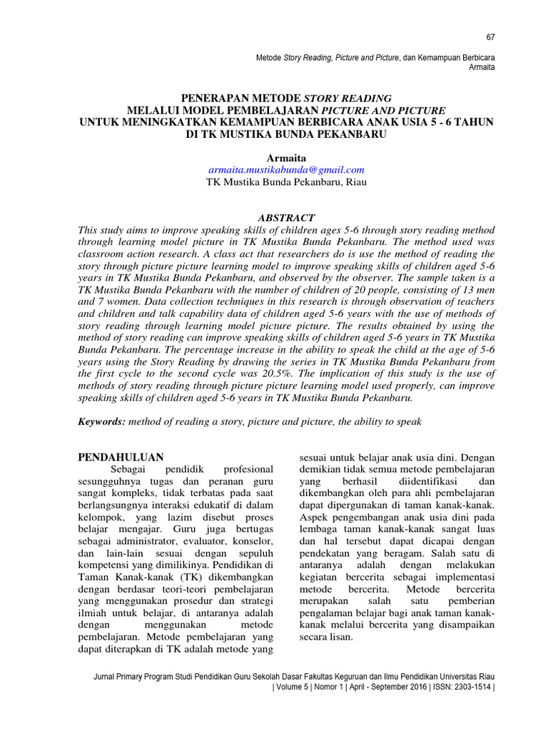 Penerapan Metode Story Readingmelalui Mo 341ec609 | PDF | Behavior Modification | Cognition