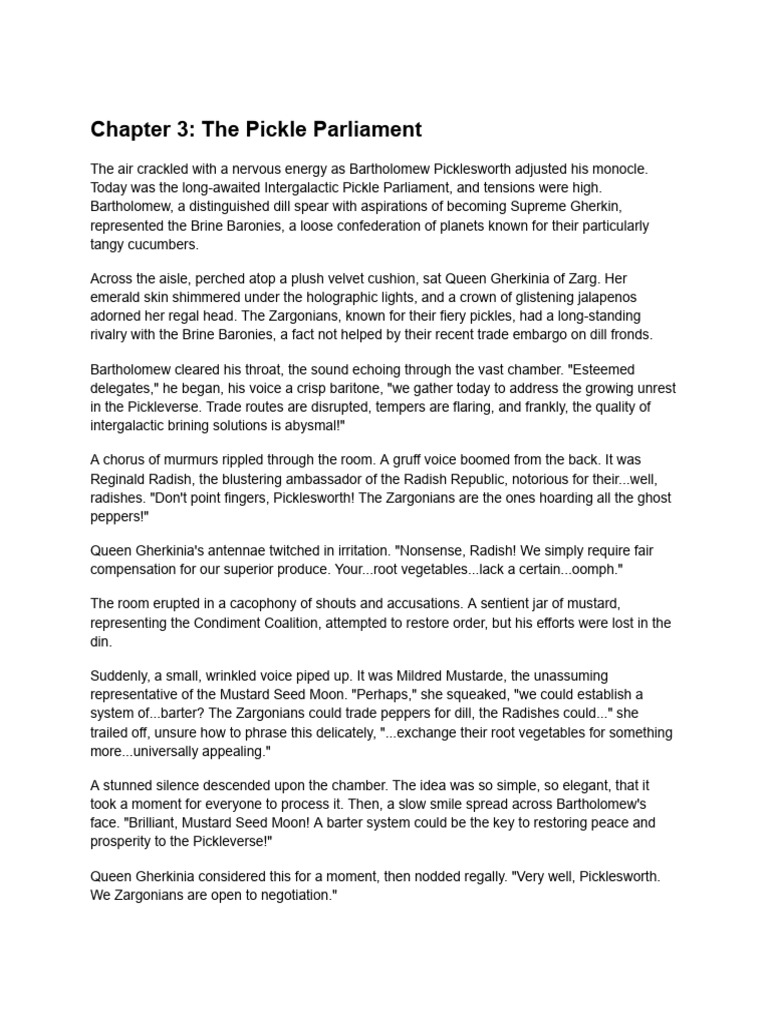 The Pickle Parliament | PDF | Pickled Cucumber | Foods