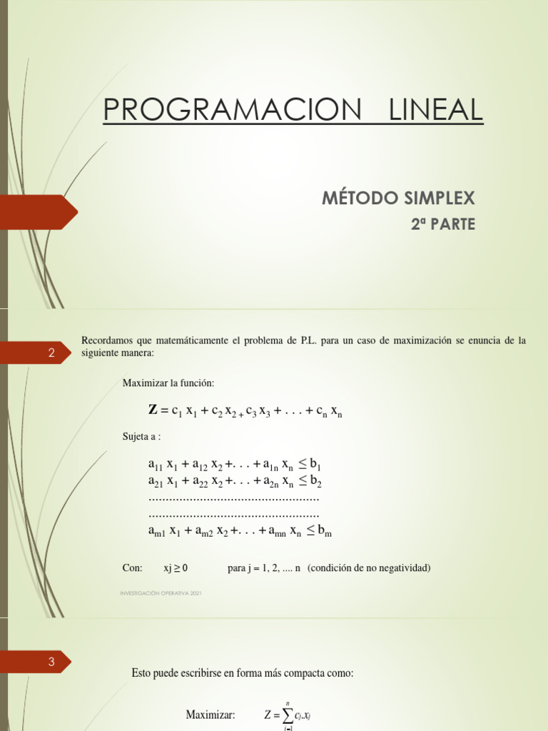PL - SIMPLEX 2a Parte | PDF | Matriz (Matemáticas) | Álgebra