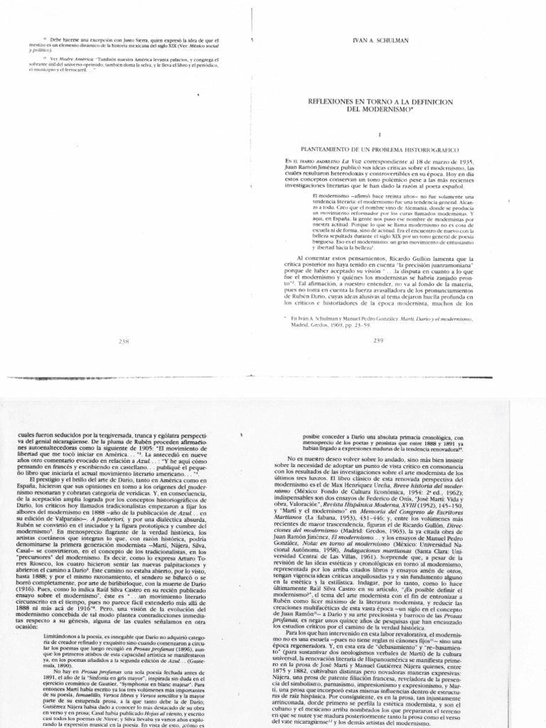 Schulman Reflexiones en Torno A La Definicion Del Modernismo 1 21 | PDF