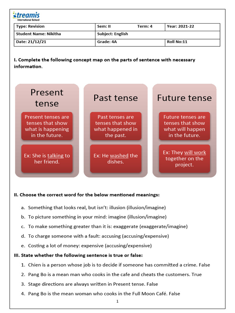 Grade4_Term4_English_Revision_WS (2) | PDF | Grammatical Tense | Linguistics