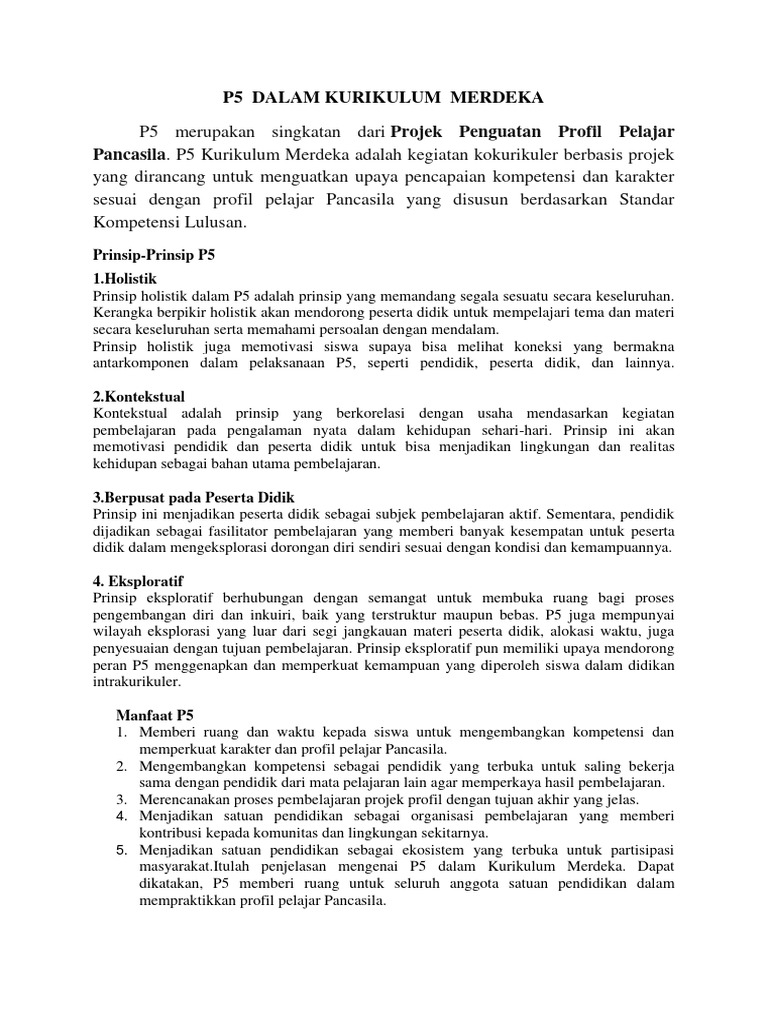 P5 dalam Kurikulum Merdeka | PDF