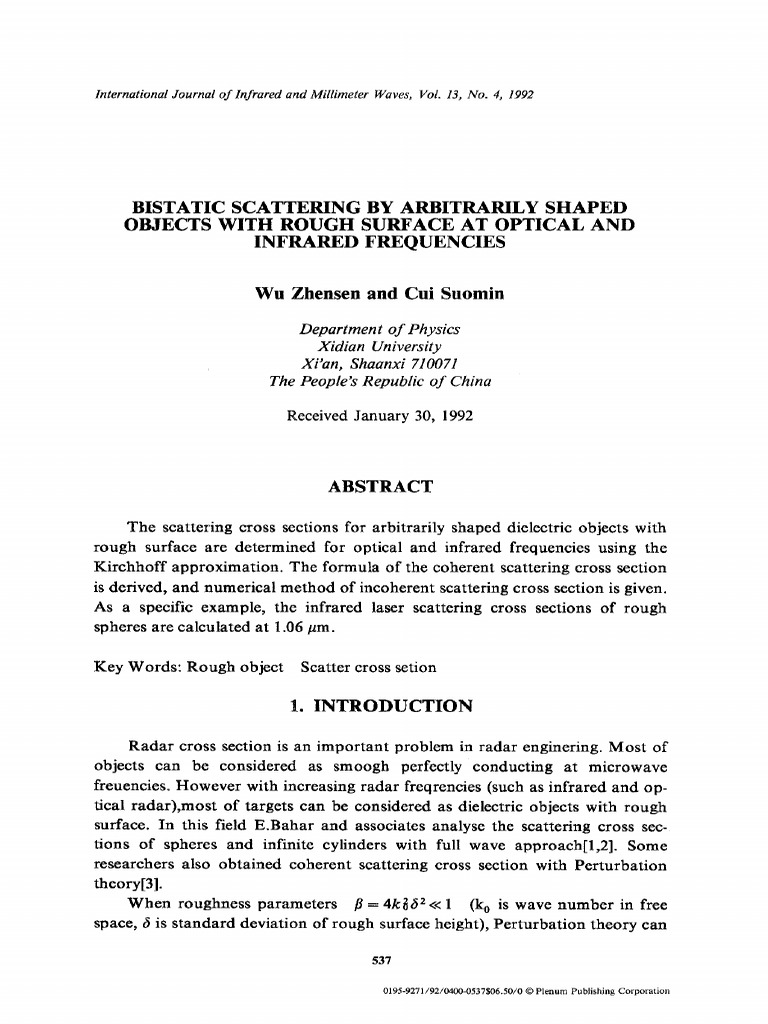 Wu Zhensen and Cui Suomin | PDF | Scattering | Coherence (Physics)