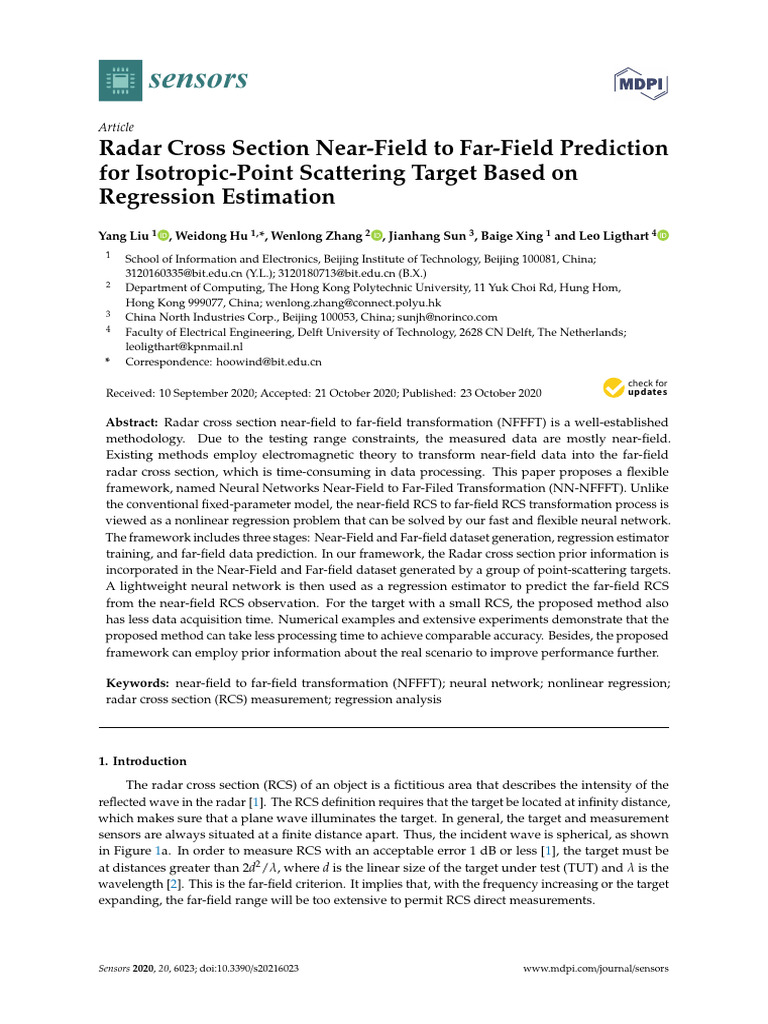 Radar Cross Section Near-Field To Far-Field Prediction - 2020 ...
