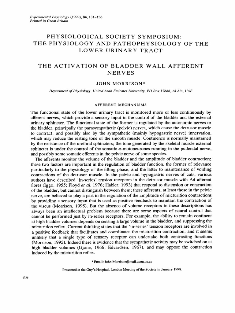 Experimental Physiology - 2012 - Morrison - The Activation of Bladder ...