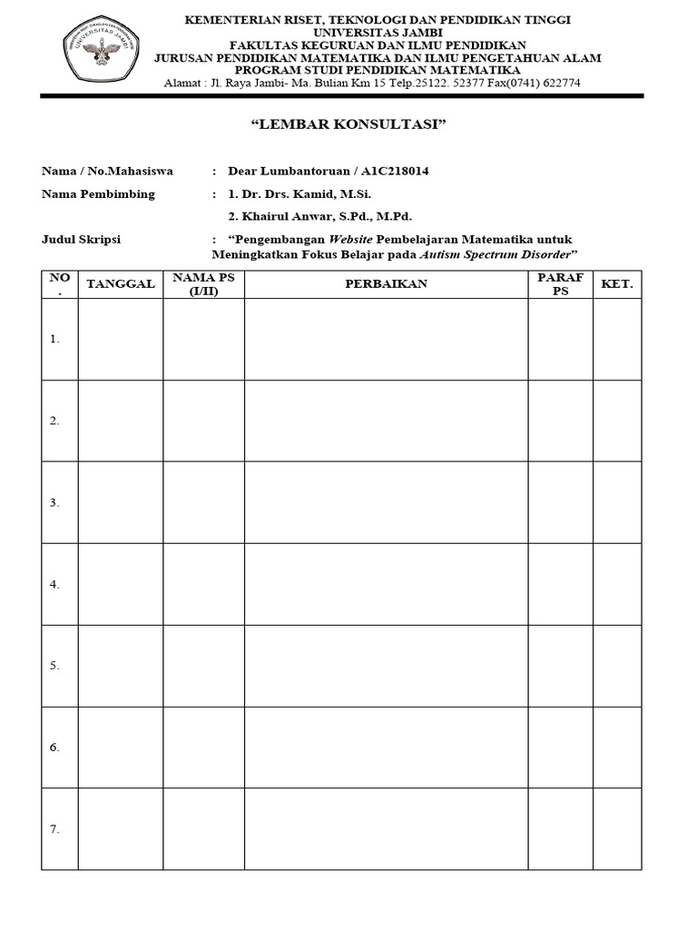 Lembar Konsultasi | PDF Lembar Konsultasi | PDF
