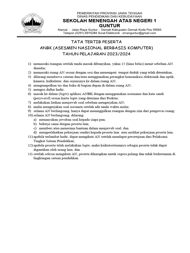 Tata Tertib Peserta, Pengawas, Proktor, Teknisi | PDF