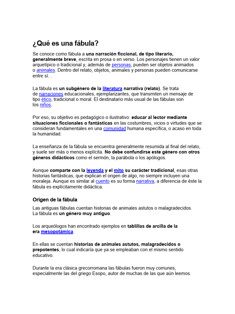 Introducción a la Fábula: Definición y Estructura | PDF | Fábula