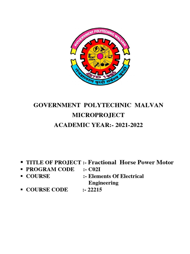 EEC Micro Project | PDF | Electric Motor | Washing Machine