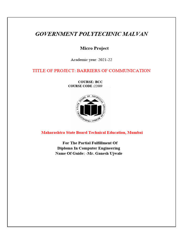 BCC Microproject 1234 | PDF | Communication | Emotions