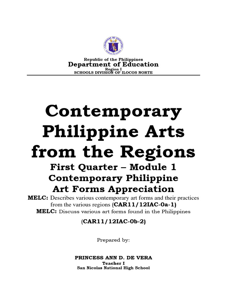 Contemp - Phil Arts FR The Reg11-12-Q1-Week1-2-Mod1 | PDF | The Arts | Dances