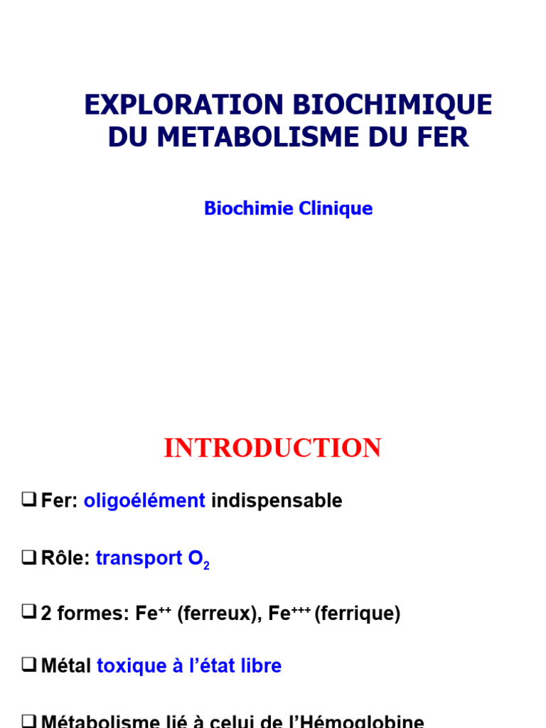 Métabolisme du Fer : Clés et Enjeux | PDF