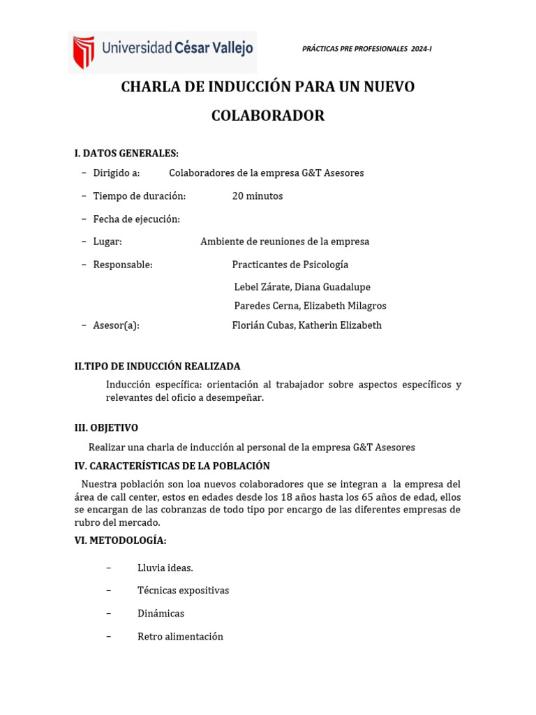 Esquema de Charla Induccion | PDF