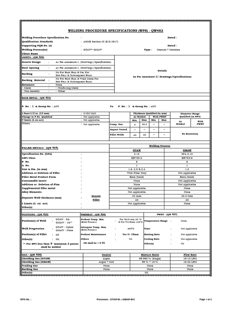 P1 Group Any To P1 Group Any GTAW-GMAW (Manual-Machine) | PDF | Welding ...