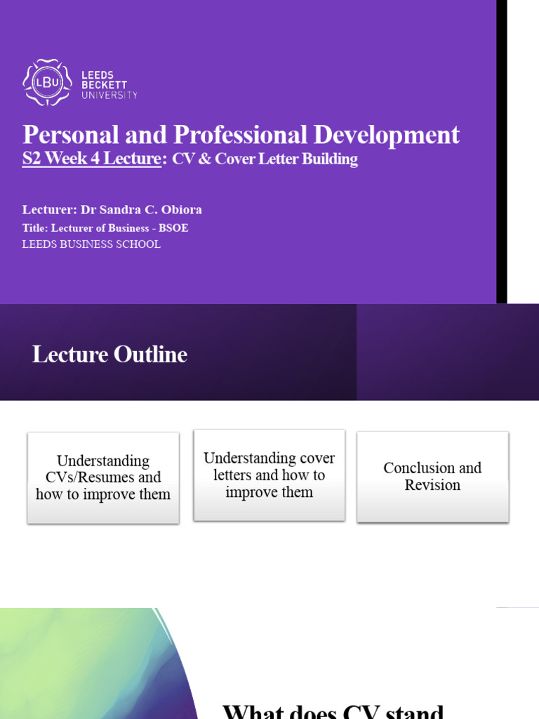 2.S2W4 Lecture CV and Cover letter tips | PDF | Résumé
