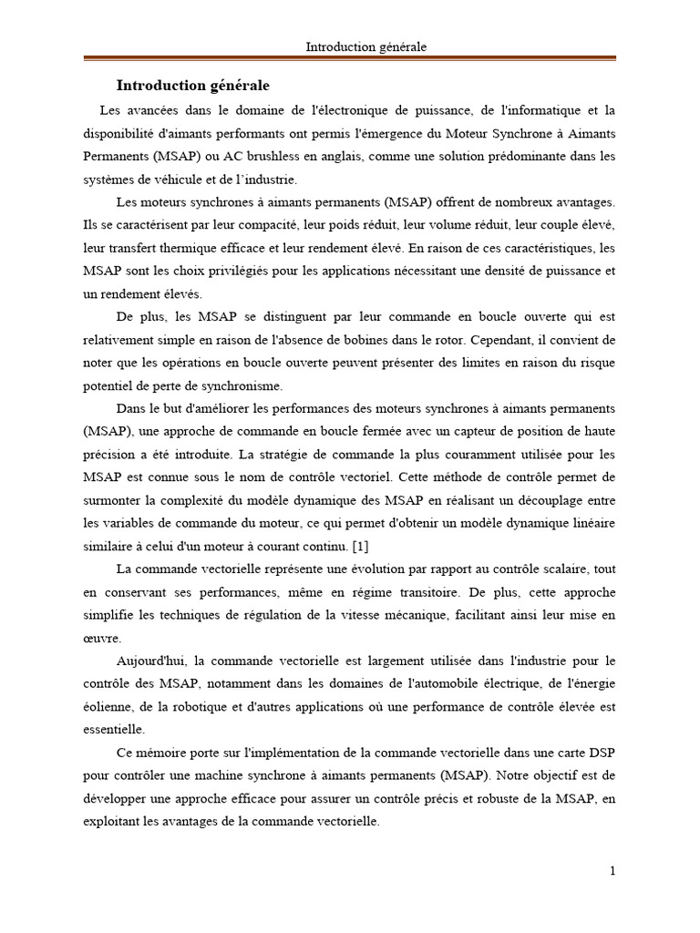 Commande Vectorielle des MSAP en DSP | PDF