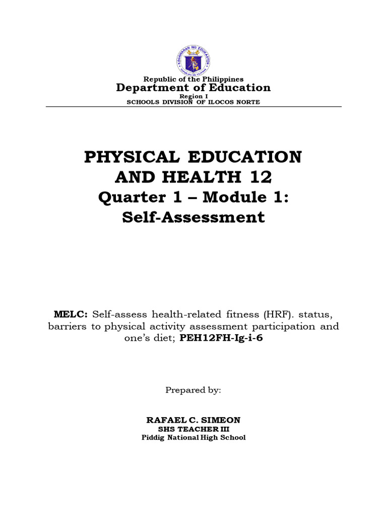 PEH 12 Q1 MELC01 Week1 2 | PDF | Body Mass Index | Physical Fitness