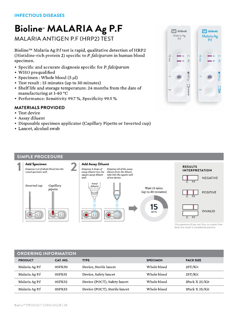 Bioline Malaria Ag PF HRP2 | PDF