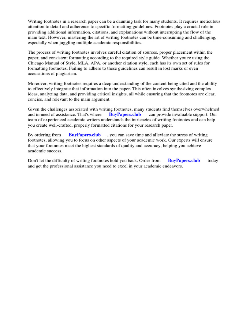 Writing Footnotes in A Research Paper | PDF | Note (Typography) | Citation