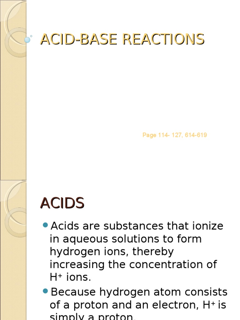Chemisty - Lecture 9 Acid-Base Reactions - Power Point | PDF | Acid | Ph