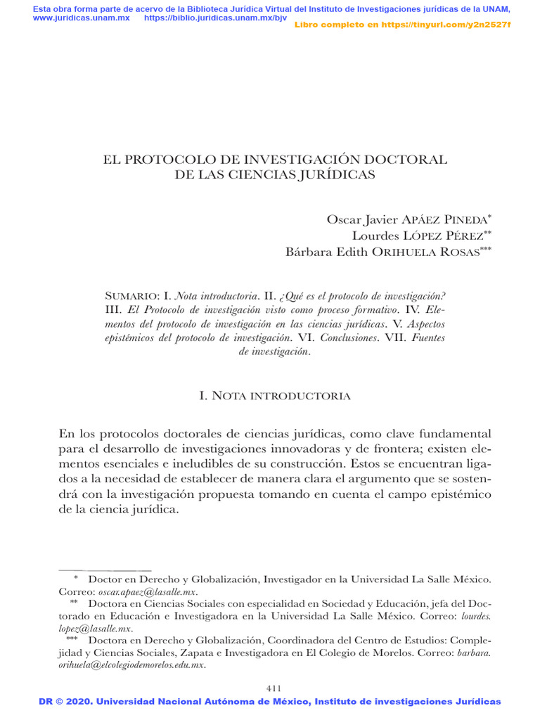 El Protocolo de Investigación Doctoral de Las Ciencias Jurídicas | PDF | Teoría | Conocimiento