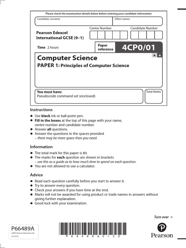 Edexcel IGCSE Computer Science Paper 1 | PDF | Data Compression | Hard ...