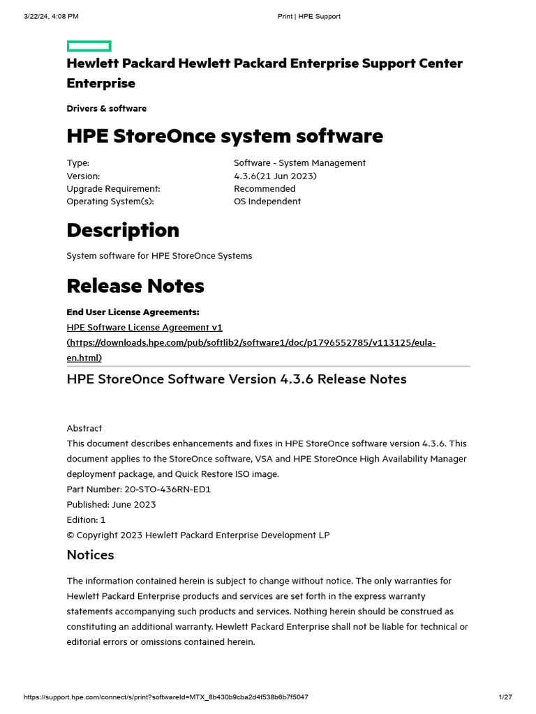 HPE StoreOnce Software Version 4.3.6 Release Notes | PDF | I Pv6 ...