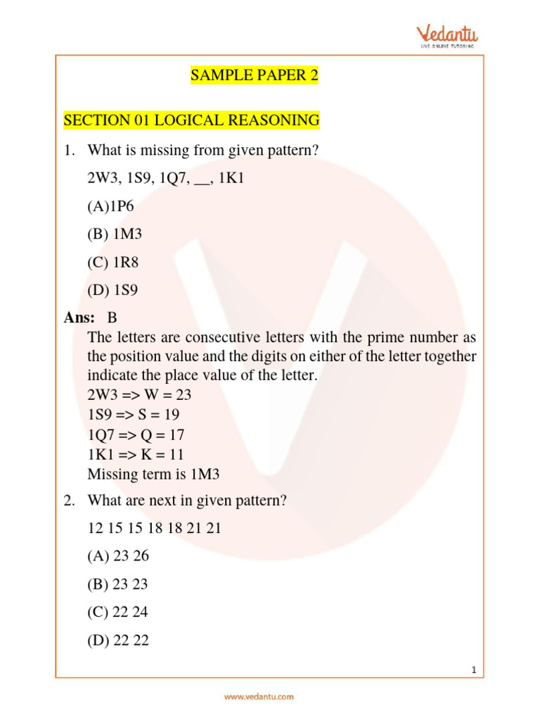 NSO Sample Paper: Logical & Science | PDF | Moon | Leaf