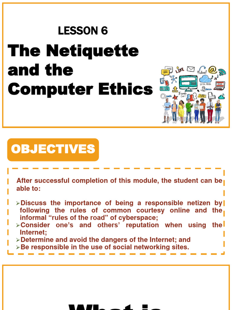 Lesson 6 The Netiquette and The Computer Ethics | PDF | Copyright ...