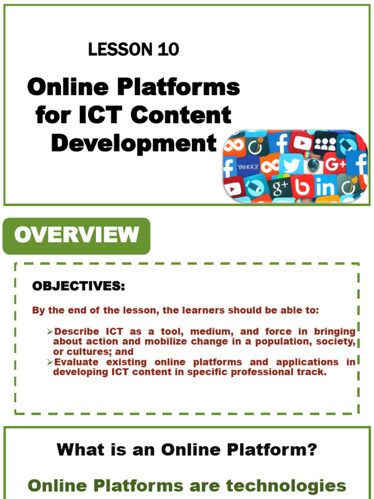 Lesson 10 Online Platforms For ICT Content Development | PDF | World ...