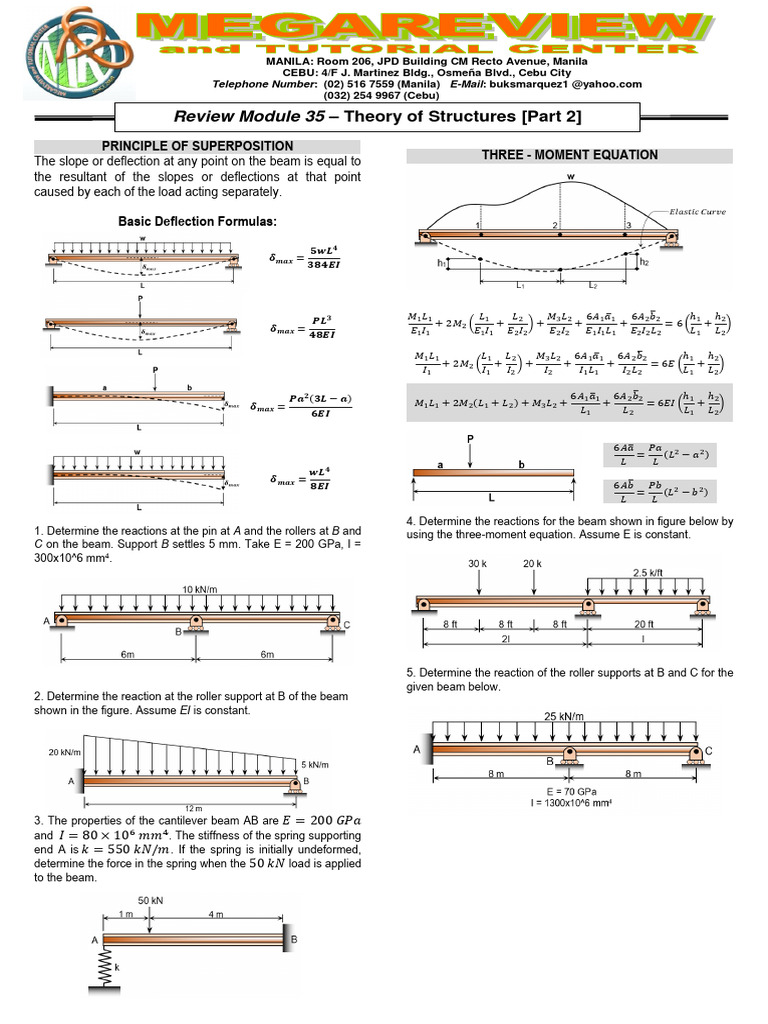 Review Module 35 - Theory of Structures 2 - Part 2 | PDF | Beam ...