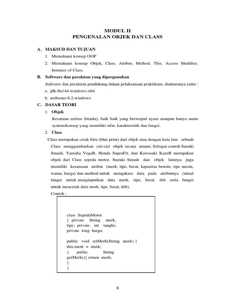 Modul 2 (Praktikum Pemrograman Berorientasi Objek - TI) | PDF
