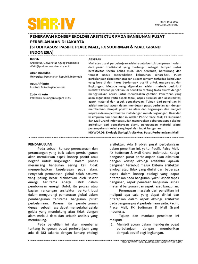 Ekologi Arsitektur Mall Jakarta | PDF