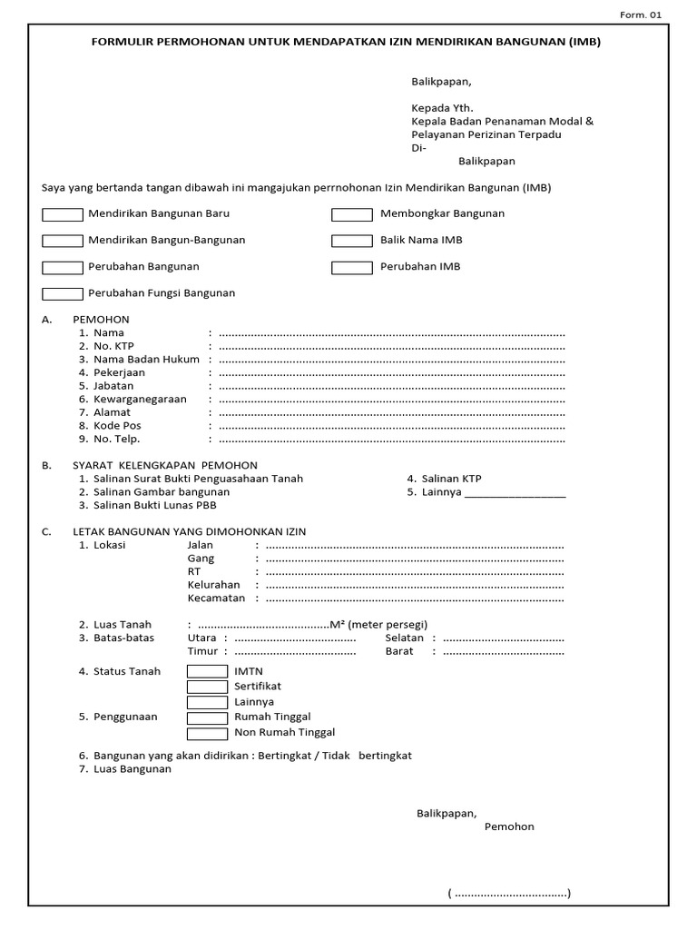 Formulir Imb | PDF