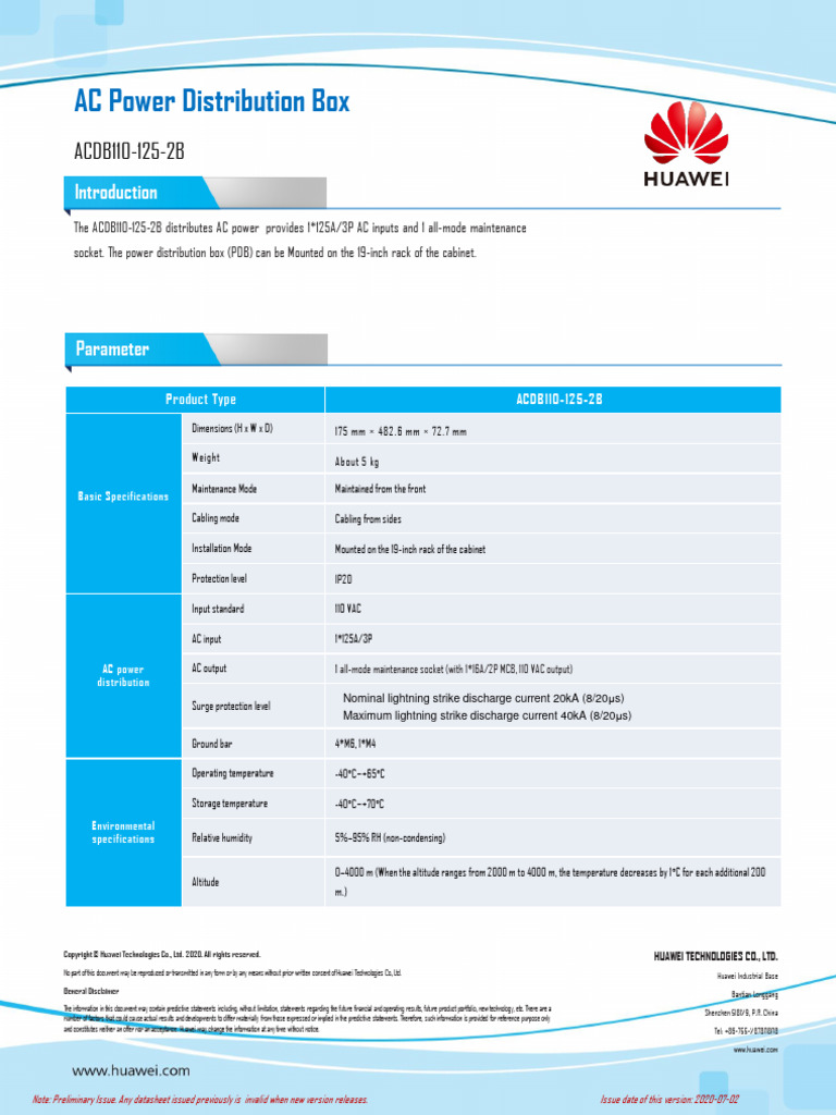 AC Distribution Box ACDB110-125-2B Datasheet | PDF | Electricity ...